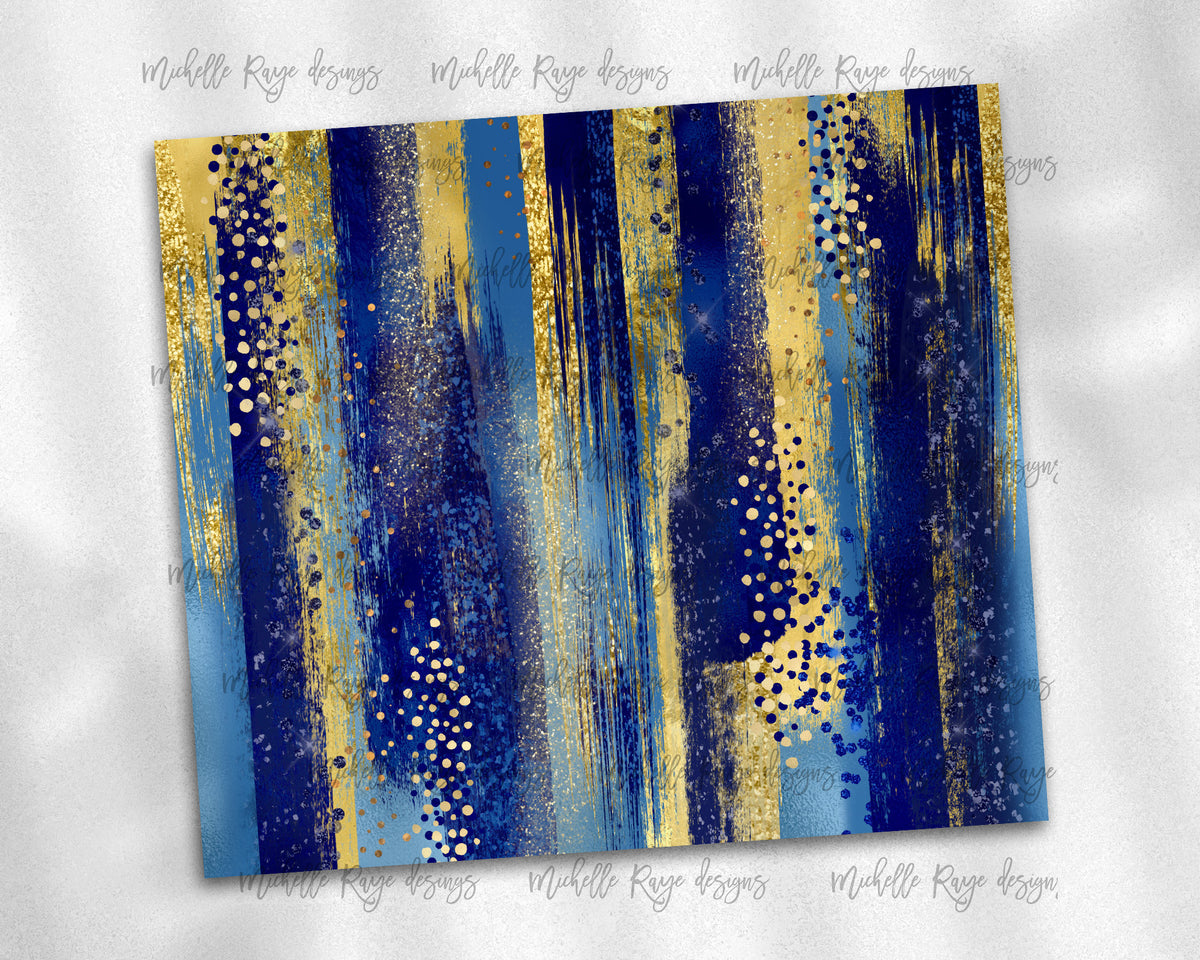 Blue Light Blue and Gold Brush Strokes – Michelle Raye Designs