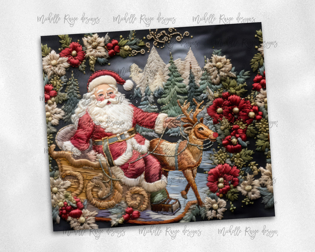 Santa in his Sleigh Embroidered Design – Michelle Raye Designs