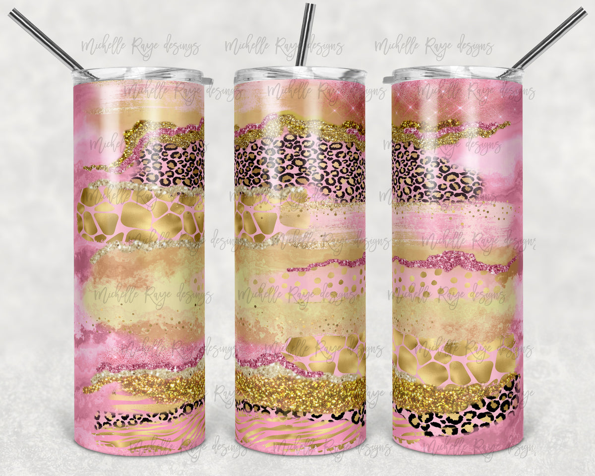 Pink and Gold Glitter Animal Safari Print Agate – Michelle Raye Designs