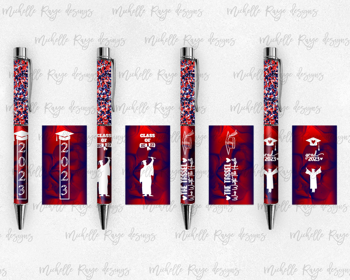2023 Graduation Red and Blue Pen Wraps Set 5 – Michelle Raye Designs