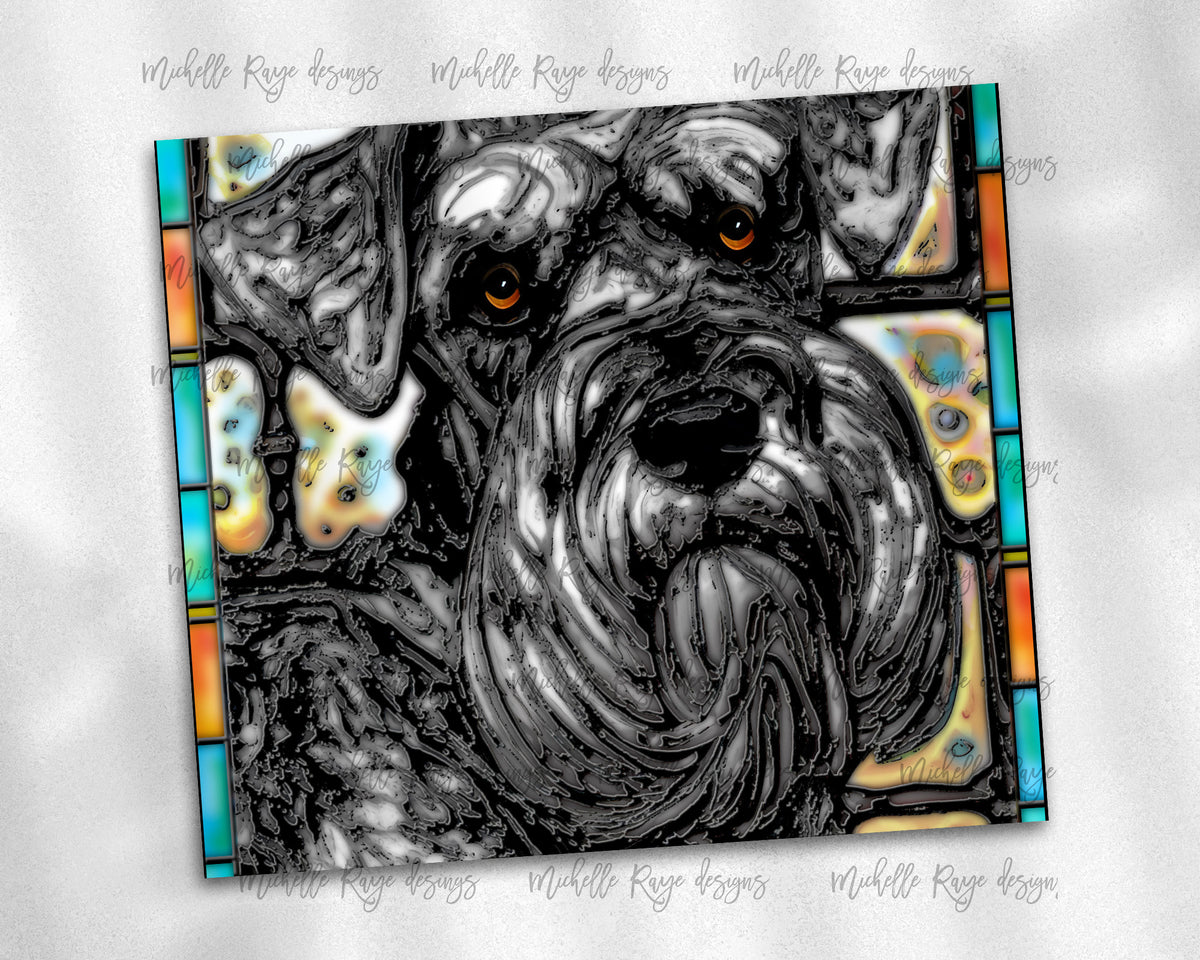 Schnauzer Black and White Dog Stained Glass – Michelle Raye Designs