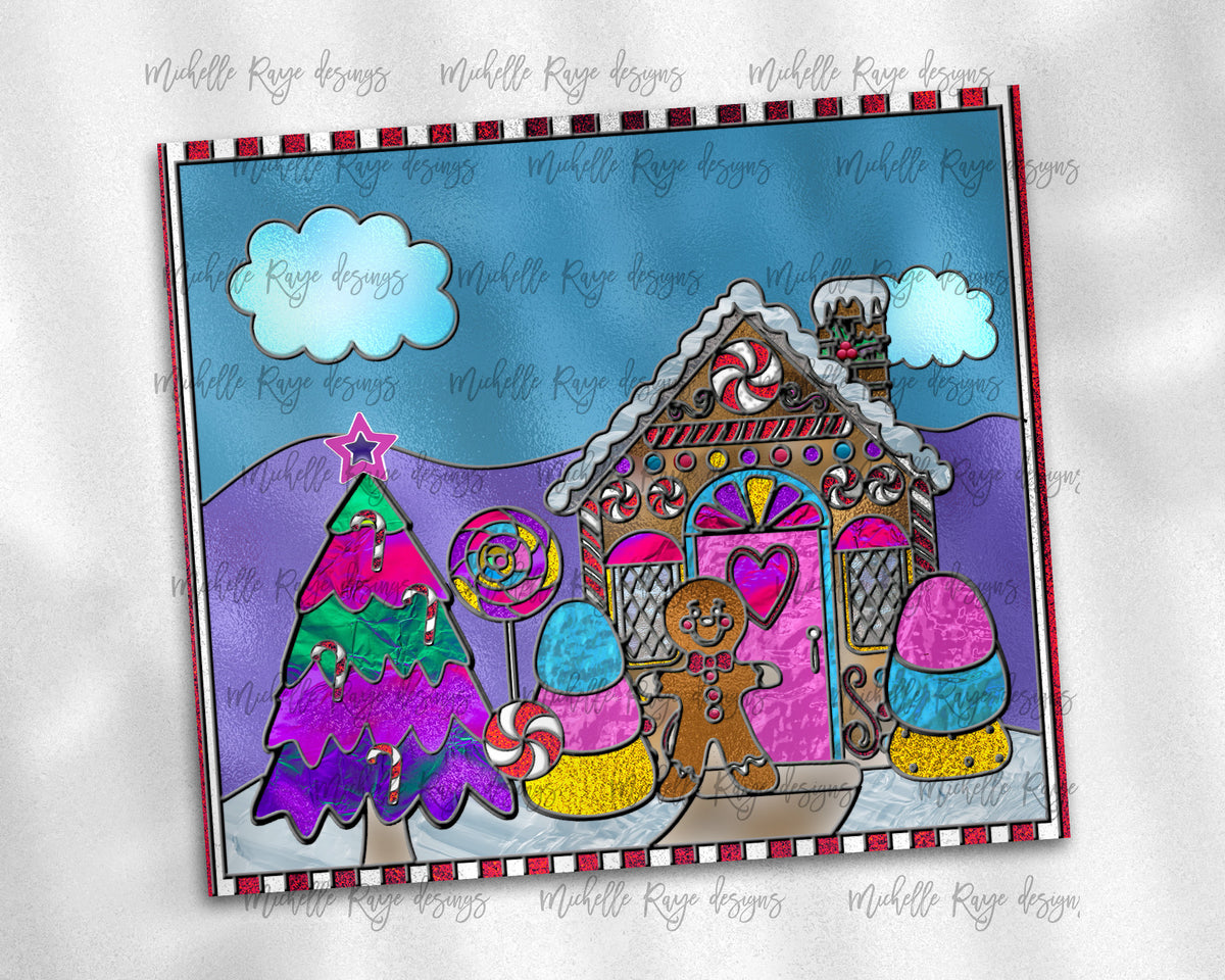 Gingerbread House Stained Glass – Michelle Raye Designs