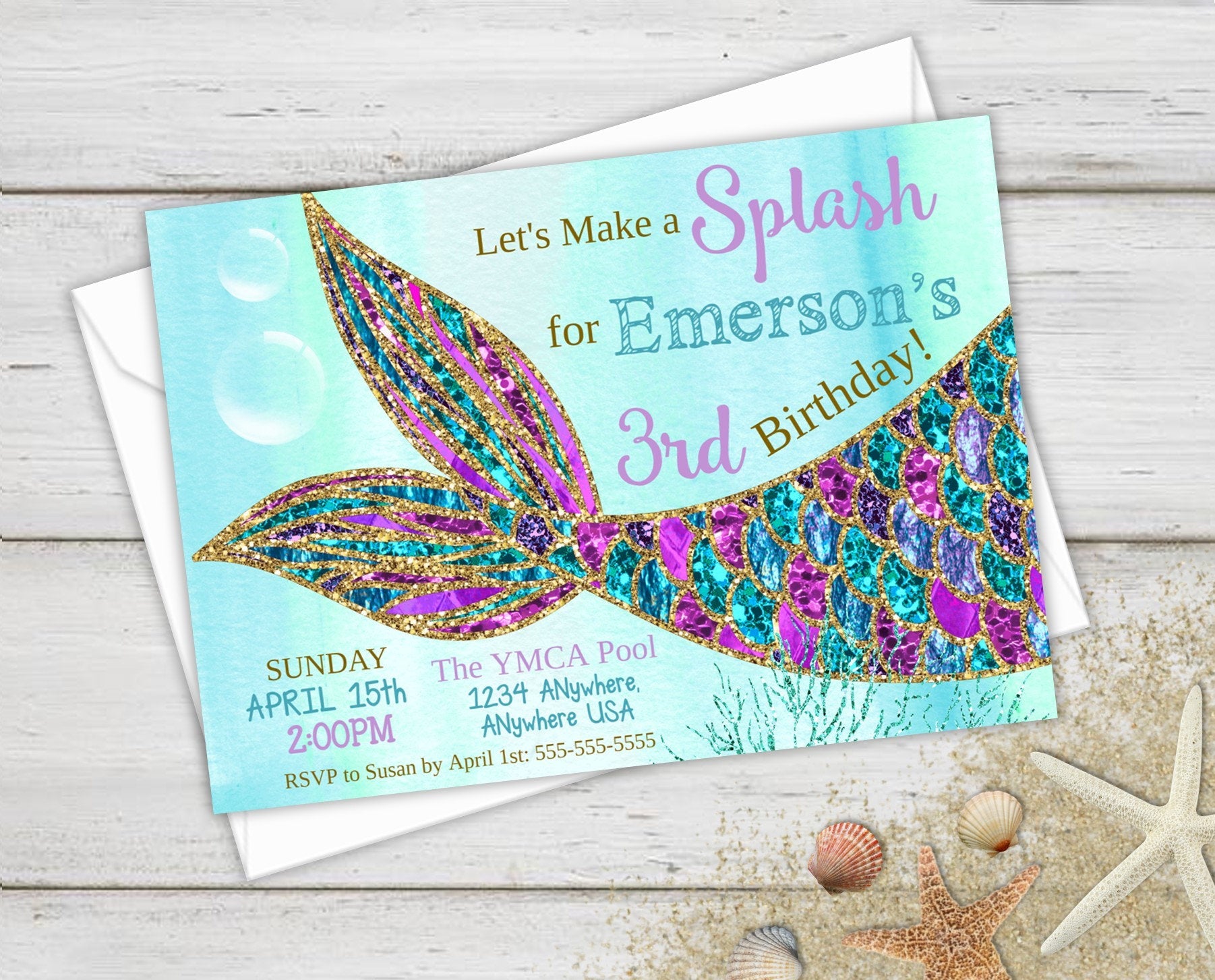Mermaid Tail Invitation Template