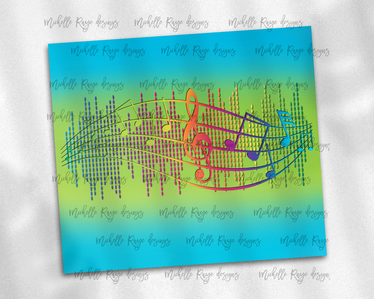 Blue Green and Neon Music Notes Sound Bar – Michelle Raye Designs