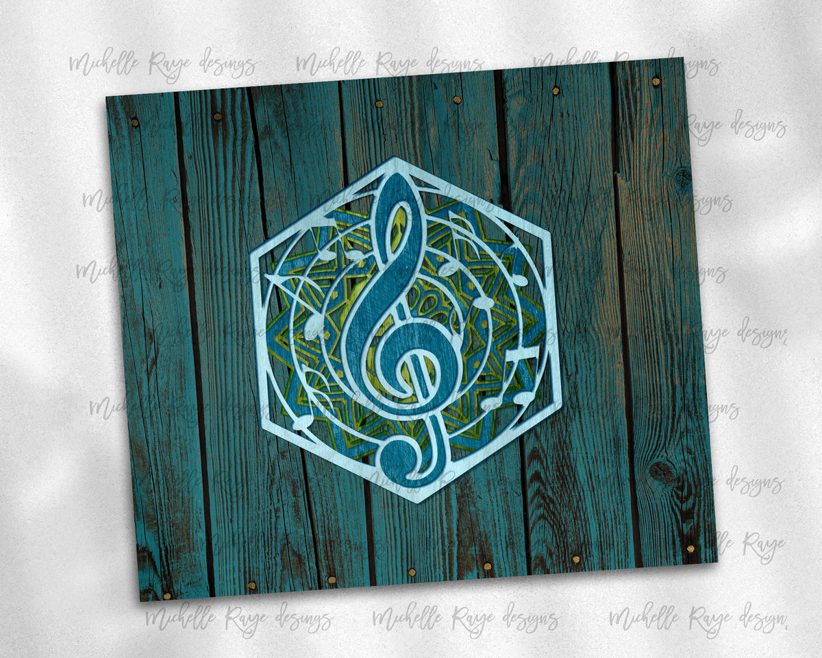 Engraved Music Notes on Teal Wood – Michelle Raye Designs