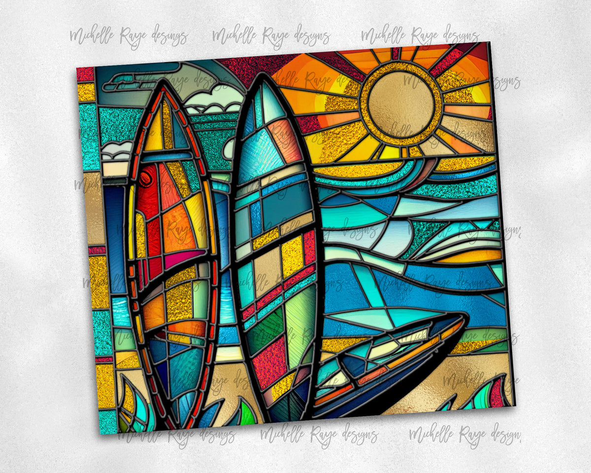 Sunset Surfboard Stained Glass – Michelle Raye Designs